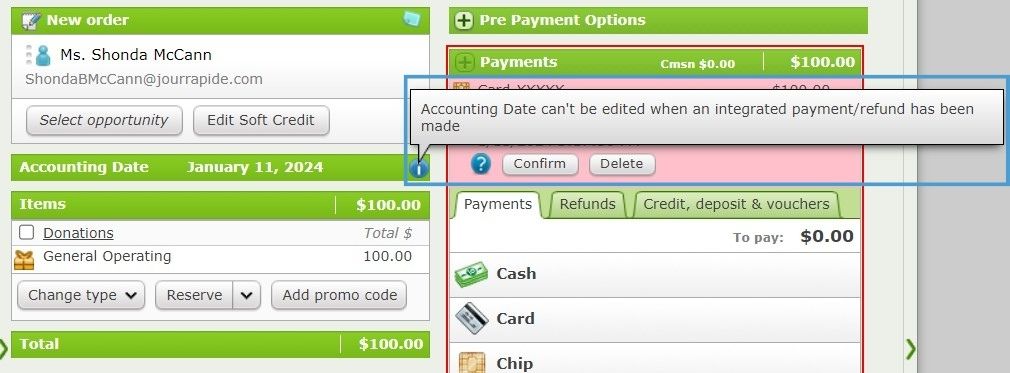Accounting Date – Support Centre
