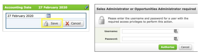 Accounting Date – Support Centre