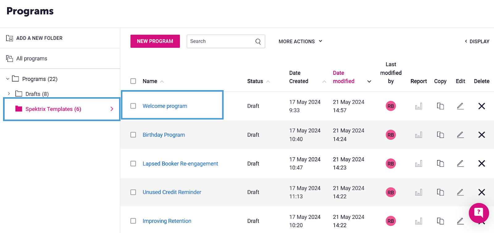 Welcome Program Template – Support Centre