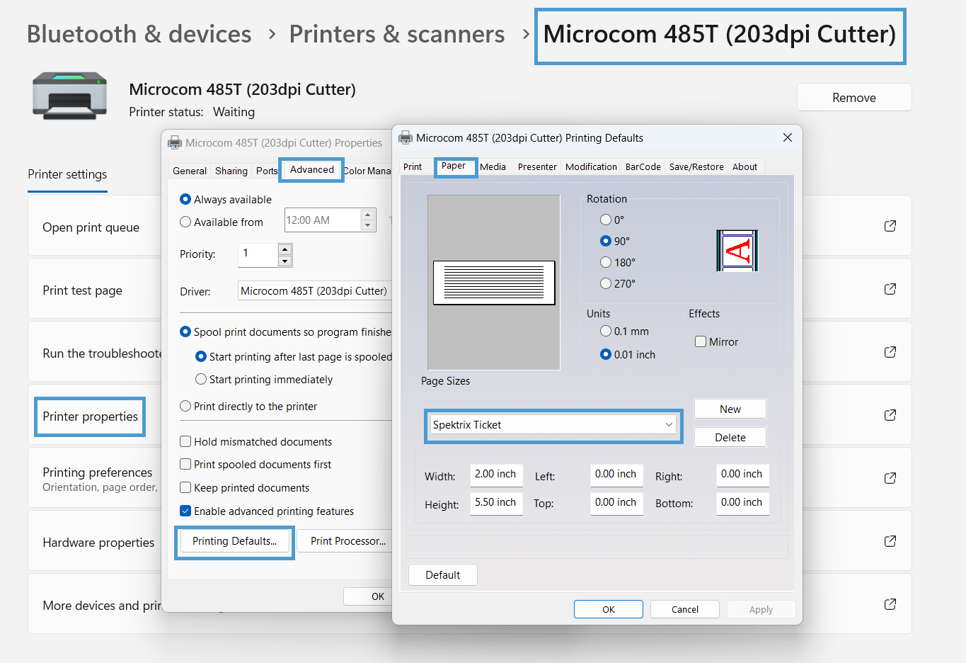 Setting Up a Microcom 485T Ticket Printer – Support Centre