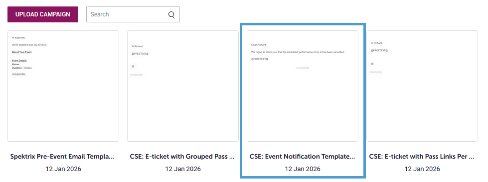 Event notification emails – Support Centre